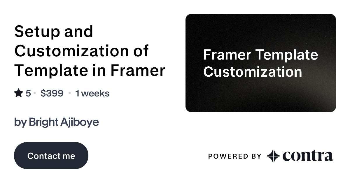 Setup and Customization of Template in Framer/Webflow by Bright Ajiboye