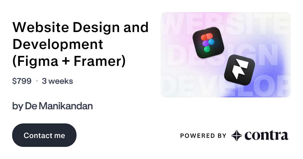 Website Design and Development (Figma + Framer) by De Manikandan