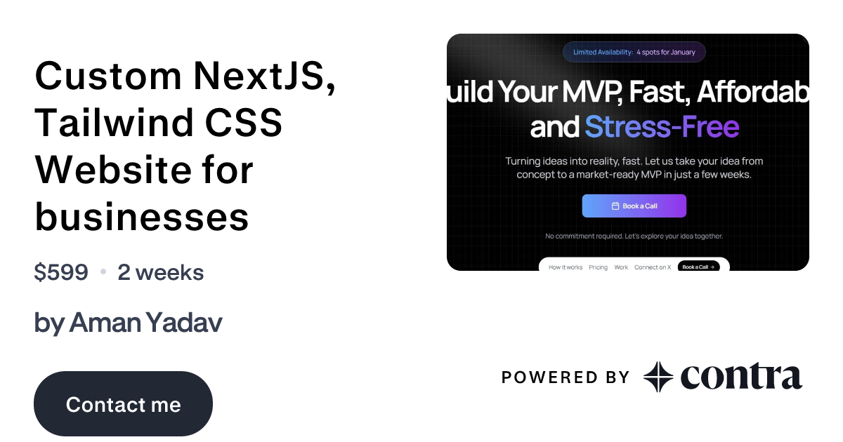 Custom NextJS, Tailwind CSS Website for businesses by Aman Yadav