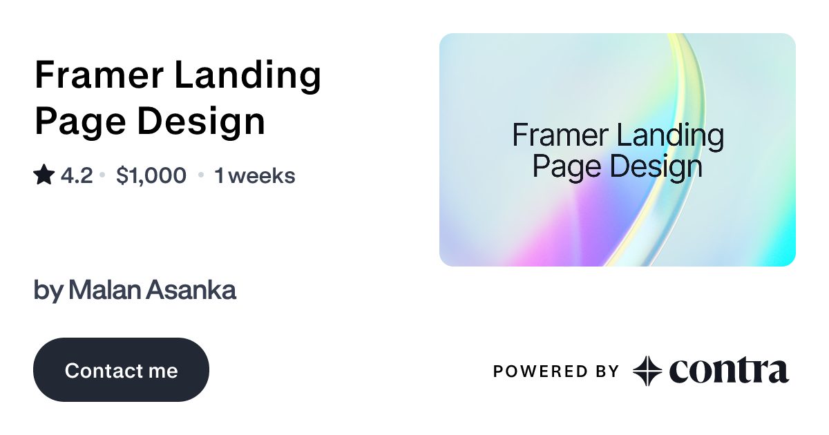 Framer Landing Page Design by Malan Asanka