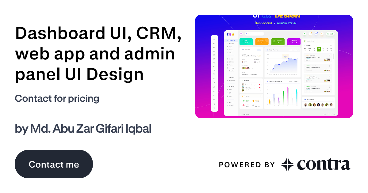 Dashboard UI, CRM, web app and admin panel UI Design by Md. Abu Zar ...