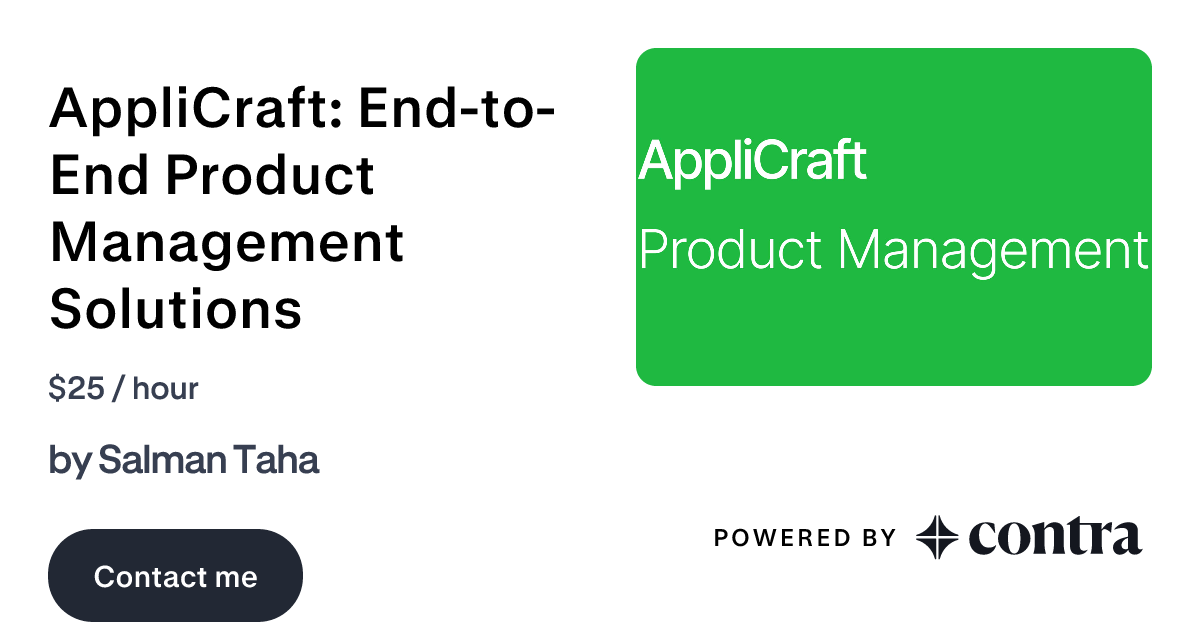 AppliCraft: End-to-End Product Management Solutions by Salman Taha