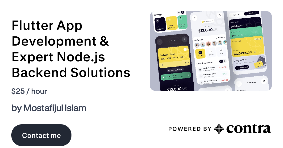 Flutter App Development & Expert Node.js Backend Solutions by Mostafijul Islam