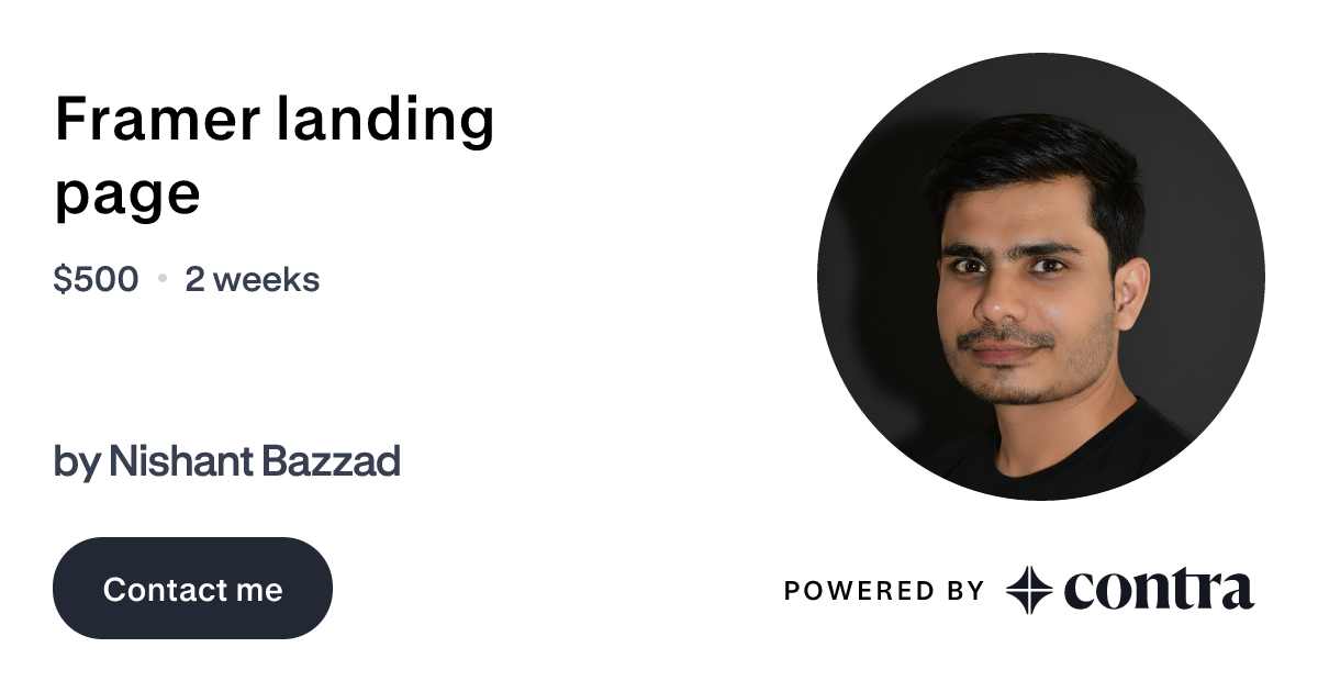 Framer landing page by Nishant Bazzad