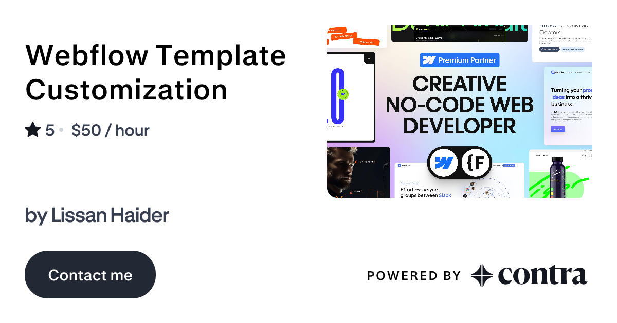 Webflow Template Customization by Lissan Haider