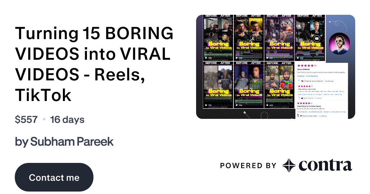 Turning 15 BORING VIDEOS into VIRAL VIDEOS - Reels, TikTok by Subham Pareek