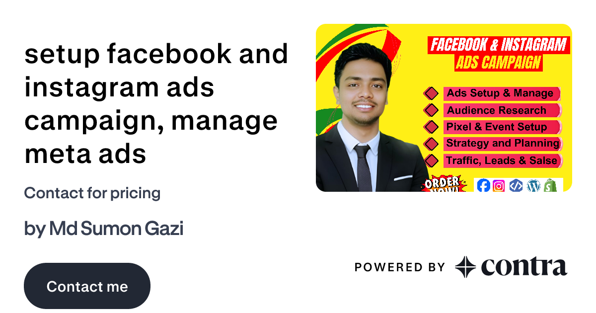 setup facebook and instagram ads campaign, manage meta ads by Md Sumon Gazi