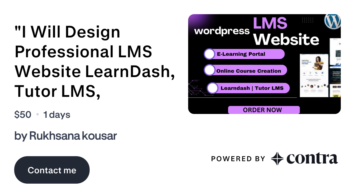 "I Will Design Professional LMS Website LearnDash, Tutor LMS, by Rukhsana kousar