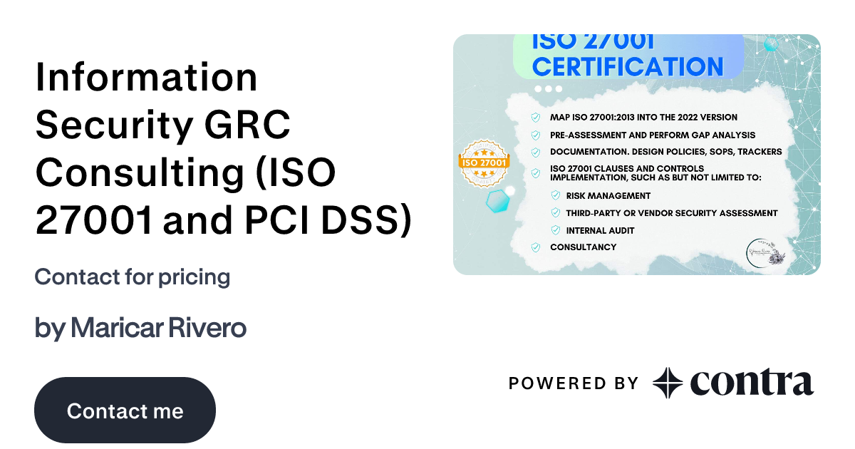 Information Security GRC Consulting (ISO 27001 and PCI DSS) by Maricar ...