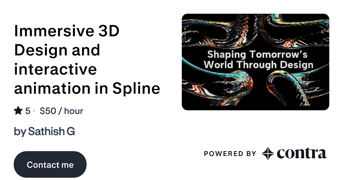 Immersive 3D Design and interactive animation in Spline by Sathish G