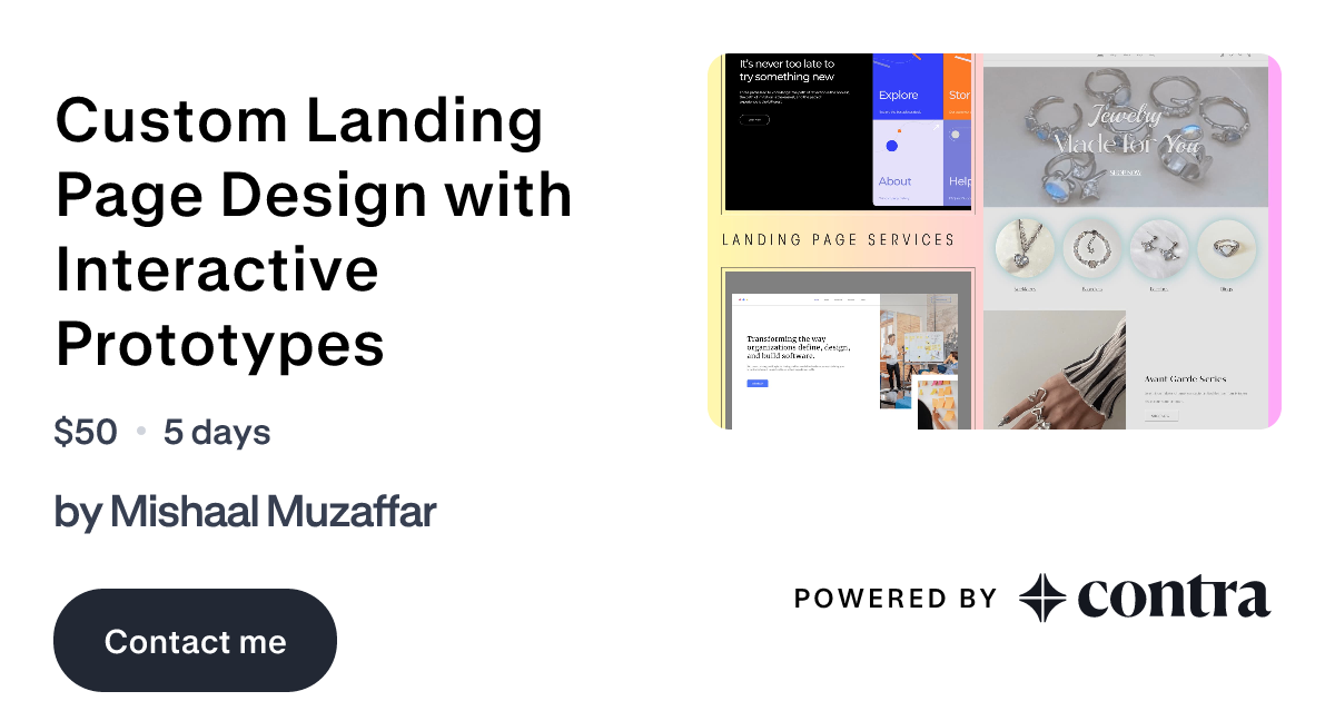 Custom Landing Page Design with Interactive Prototypes by Mishaal Muzaffar