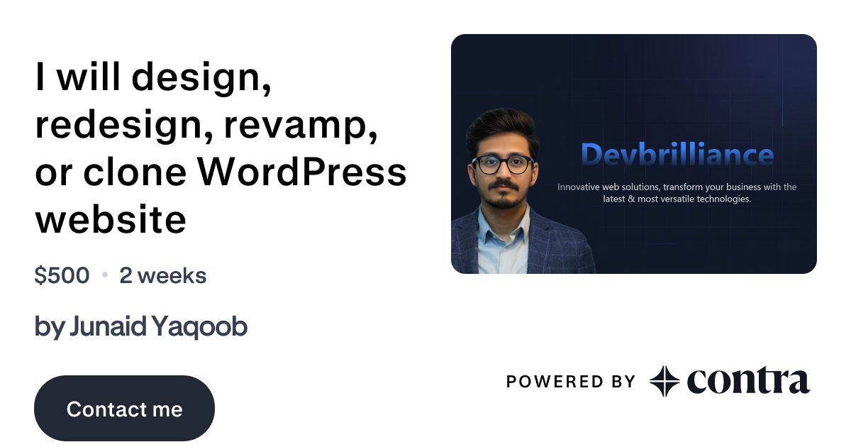 I will design, redesign, revamp, or clone WordPress website by Junaid ...