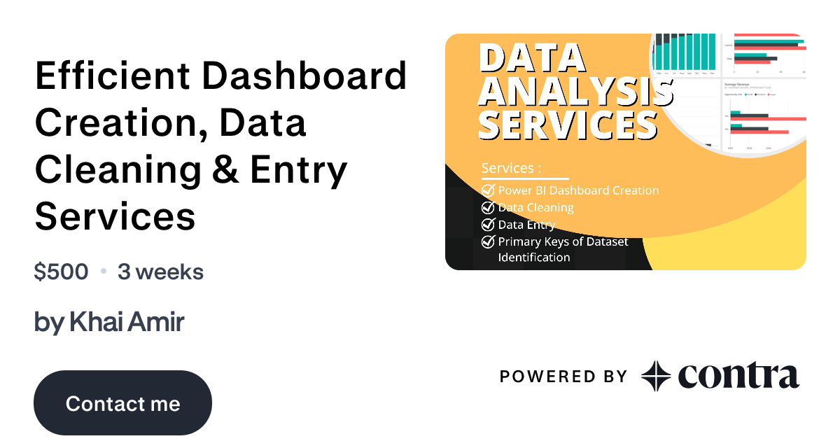 Efficient Dashboard Creation, Data Cleaning & Entry Services by Khai Amir