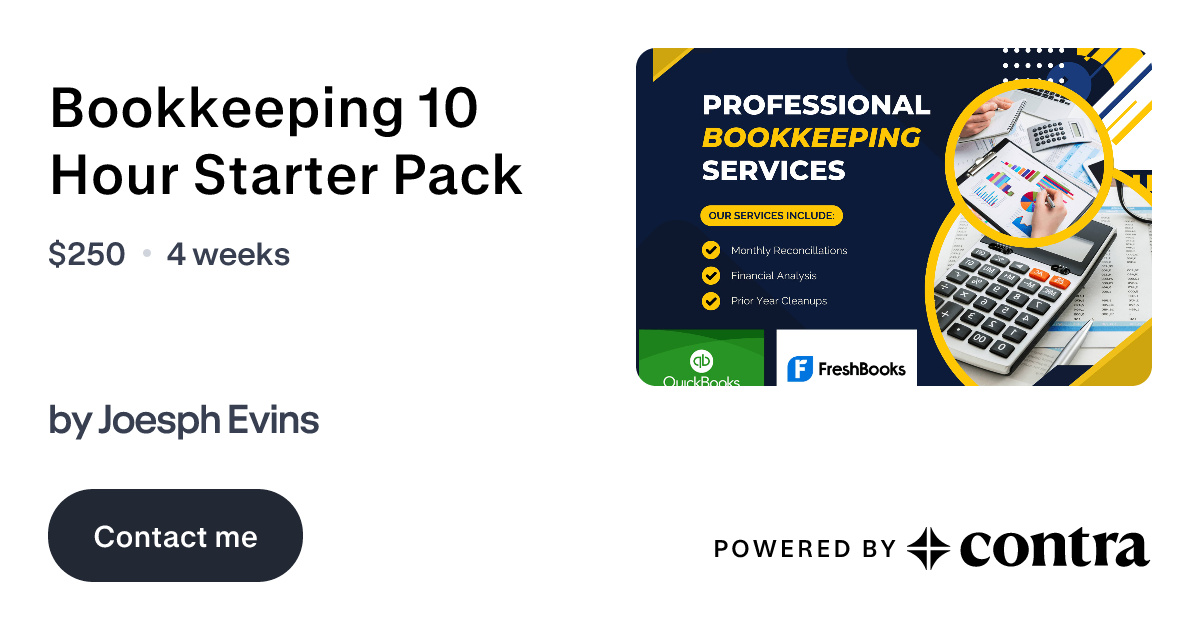 Bookkeeping 10 Hour Starter Pack by Joesph Evins