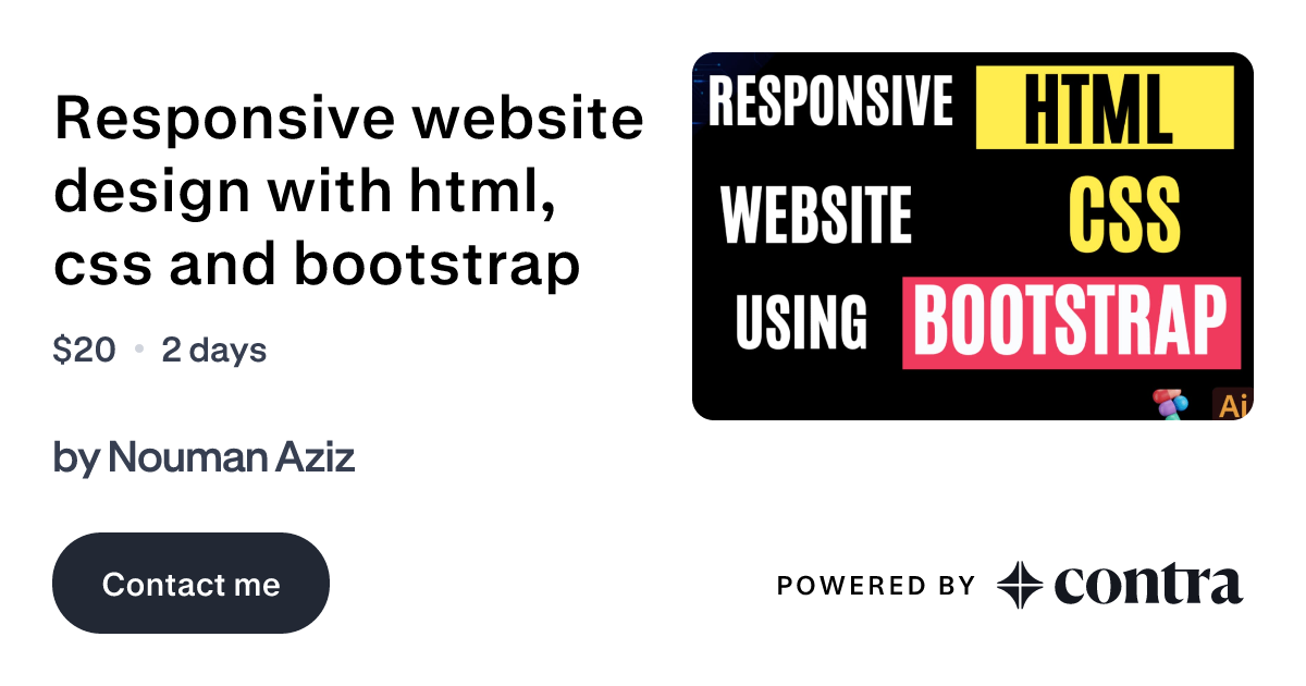 Responsive website design with html, css and bootstrap by Nouman Aziz