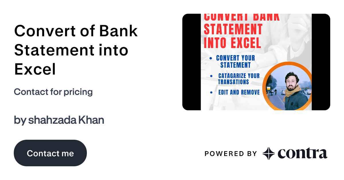 Convert of Bank Statement into Excel by shahzada Khan