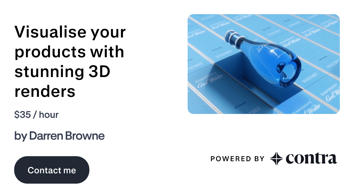 Visualise your products with stunning 3D renders by Darren Browne