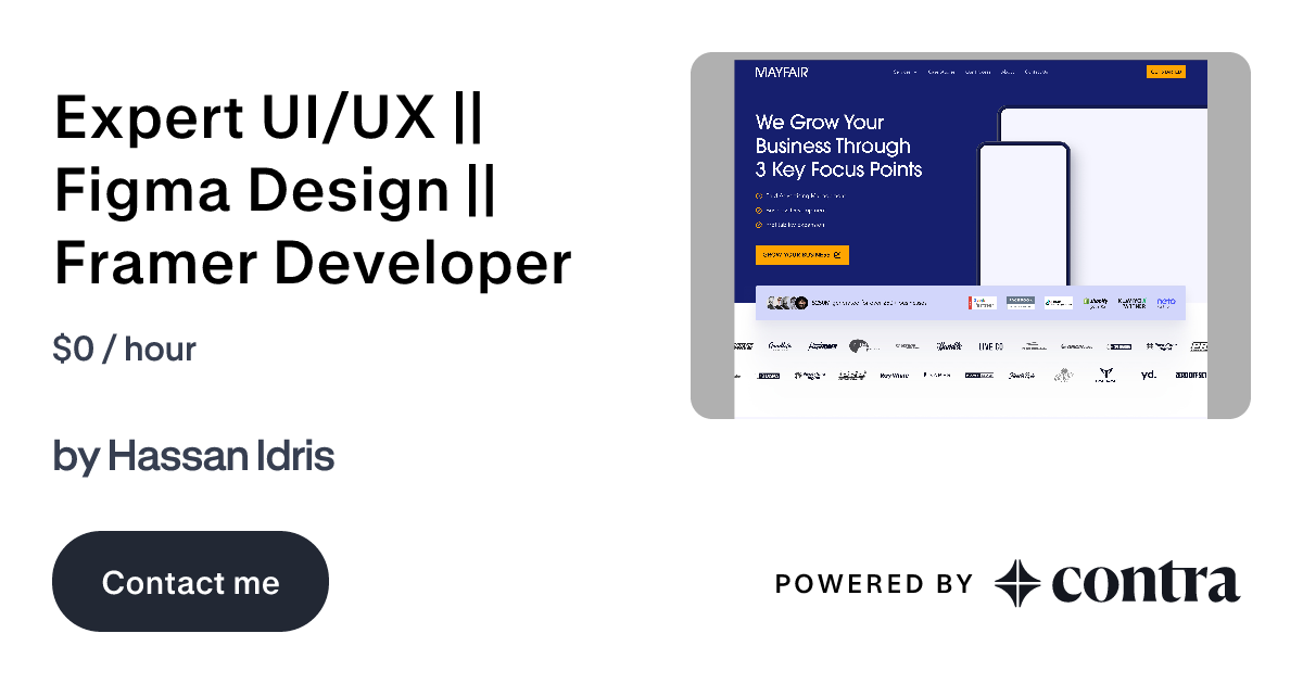 Expert UI/UX || Figma Design || Framer Developer by Hassan Idris