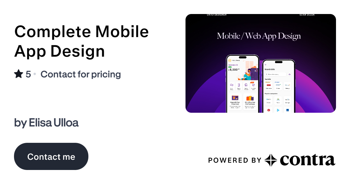 Complete Mobile App Design by Elisa Ulloa
