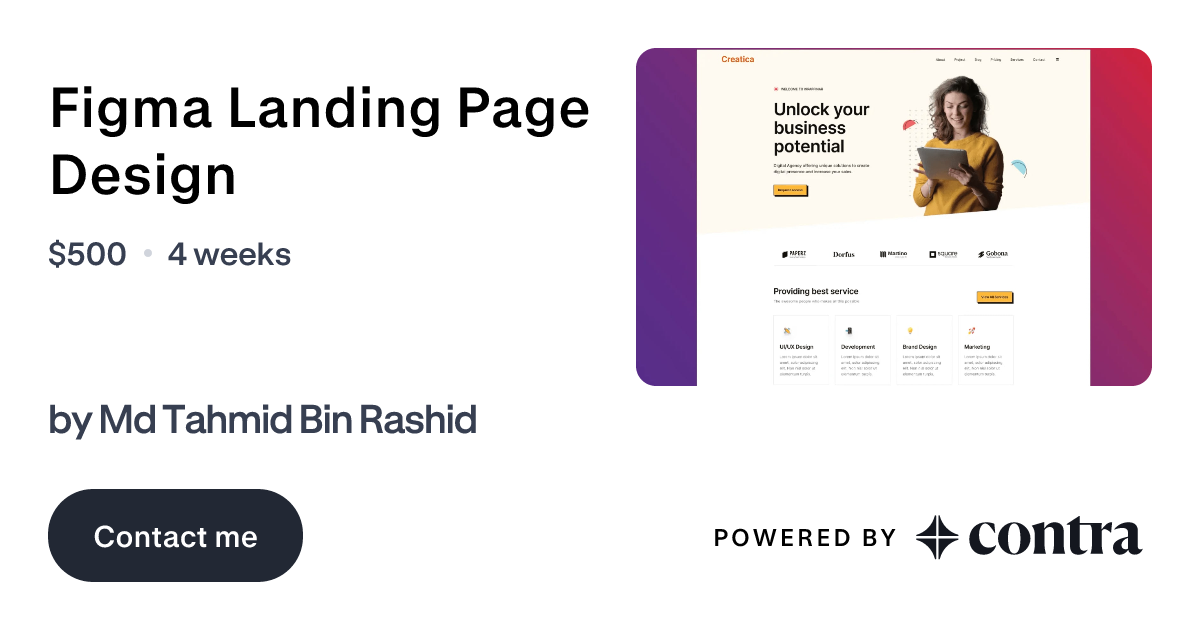 Figma Landing Page Design by Md Tahmid Bin Rashid
