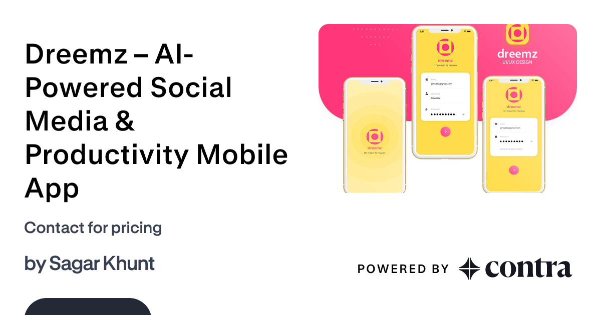 Dreemz – AI-Powered Social Media & Productivity Mobile App by Sagar Khunt