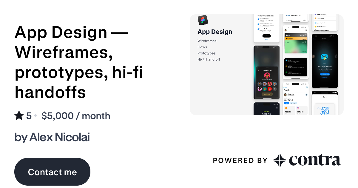 App Design — Wireframes, prototypes, hi-fi handoffs by Alex Nicolai