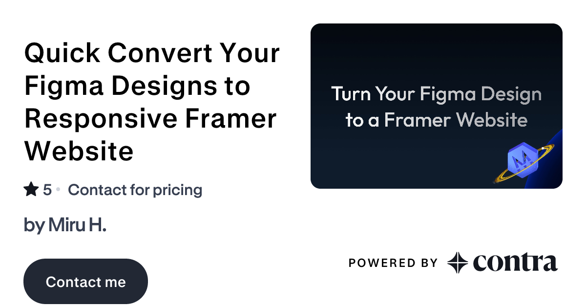 Quick Convert Your Figma Designs to Responsive Framer Website by Miru Huang
