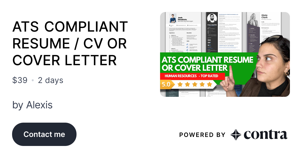 ATS COMPLIANT RESUME / CV OR COVER LETTER by Alexis ATS COMPLIANT RESUME / CV OR COVER LETTER by Alexis
