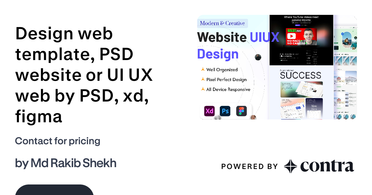 Design web template, PSD website or UI UX web by PSD, xd, figma by Md Rakib Shekh