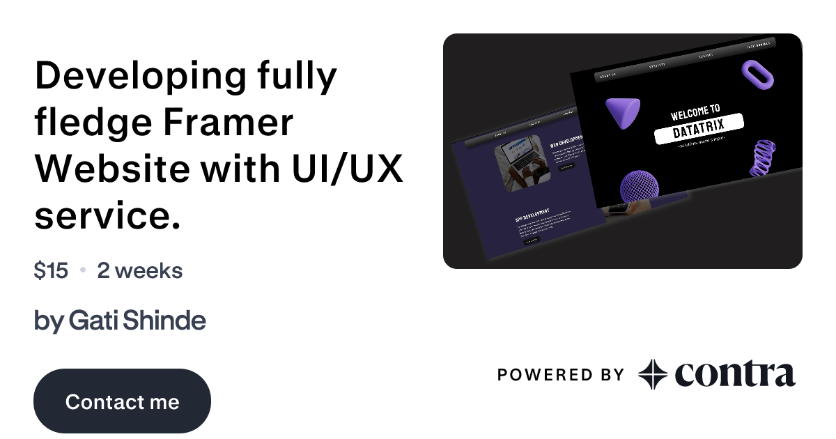 Developing fully fledge Framer Website with UI/UX service. by Gati Shinde