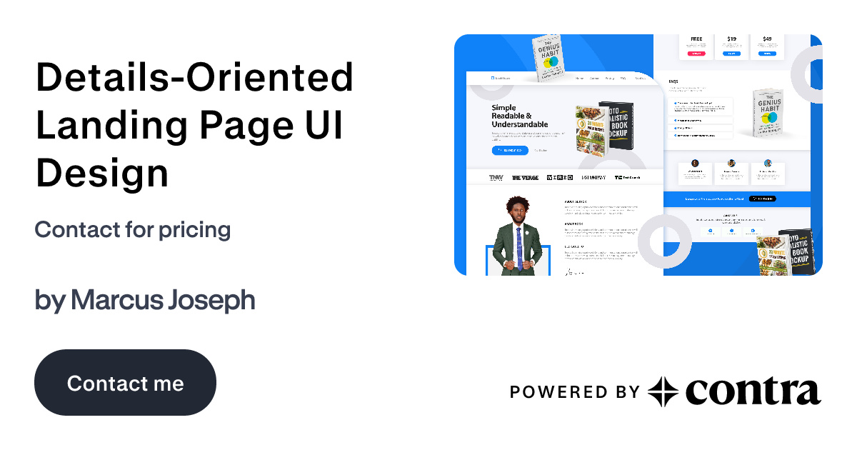 Details-Oriented Landing Page UI Design by Marcus Joseph