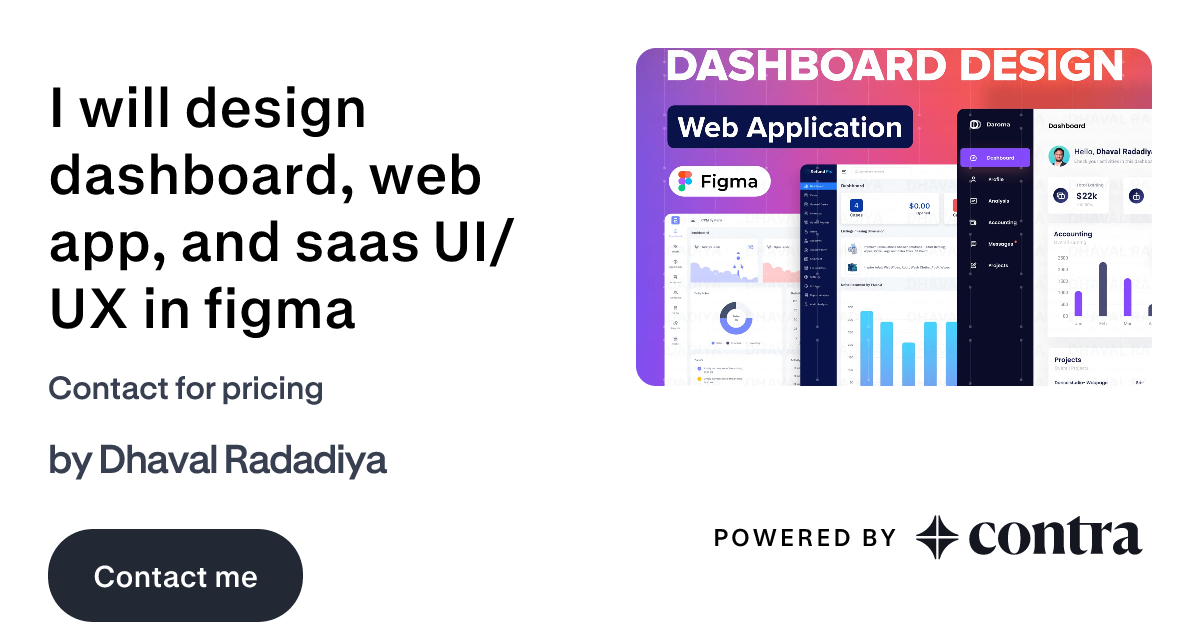 I will design dashboard, web app, and saas UI/UX in figma by Dhaval Radadiya