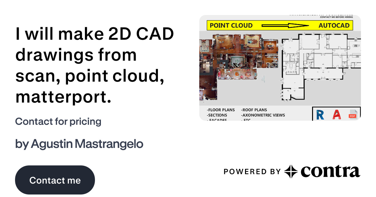 I will make 2D CAD drawings from scan, point cloud, matterport. by ...