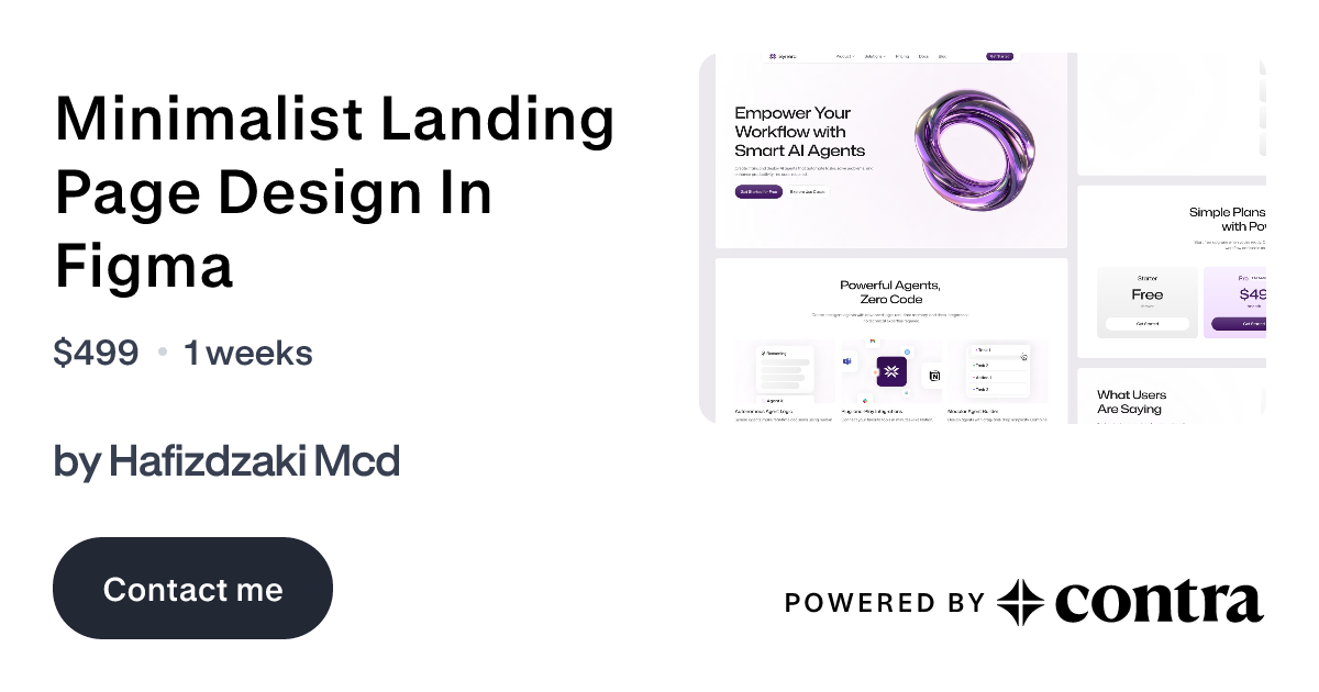Minimalist Landing Page Design In Figma by Hafizdzaki Mcd
