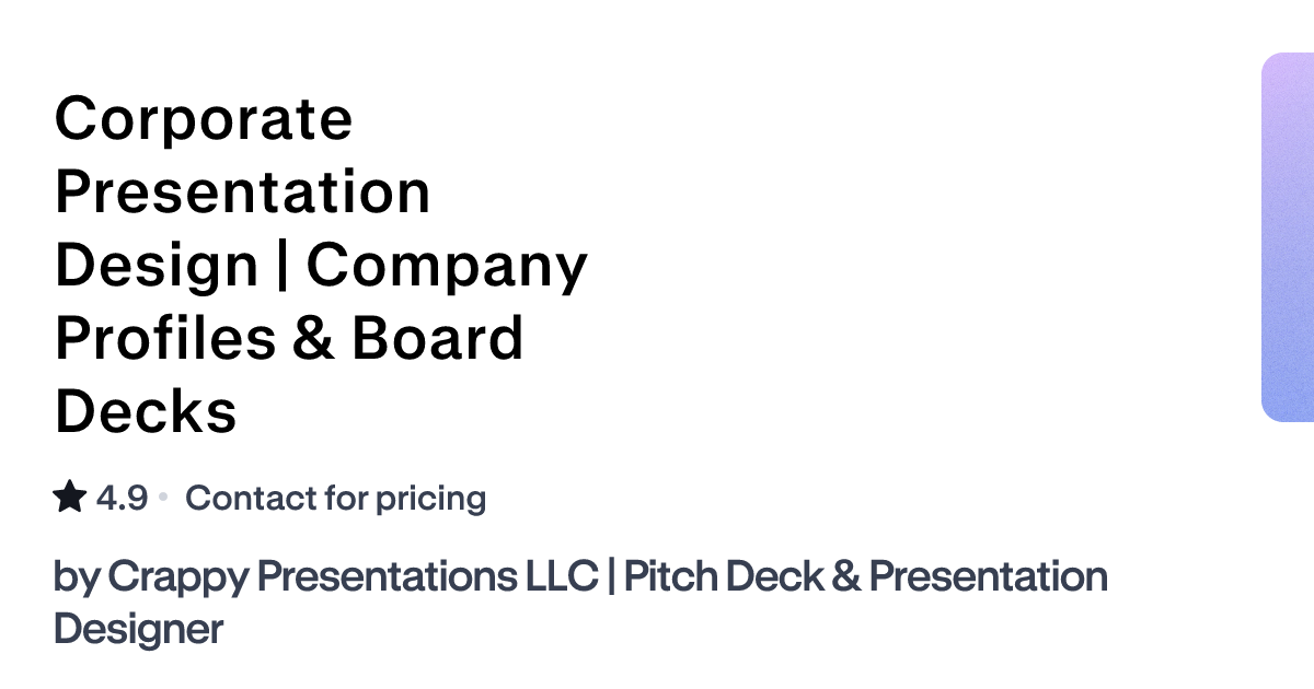 Corporate Presentation Design | Company Profiles & Board Decks by ...