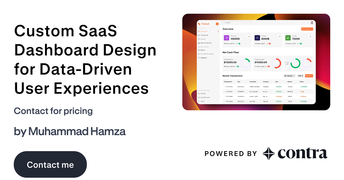 Custom SaaS Dashboard Design for Data-Driven User Experiences by Muhammad Hamza