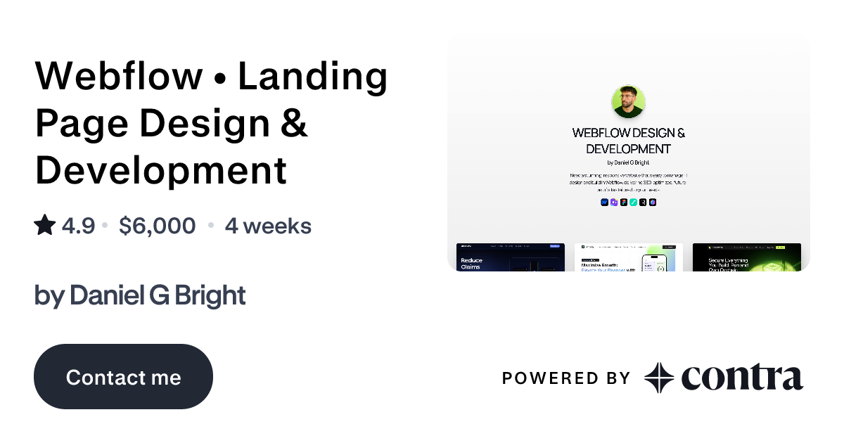 Webflow • Landing Page Design & Development by Daniel G Bright