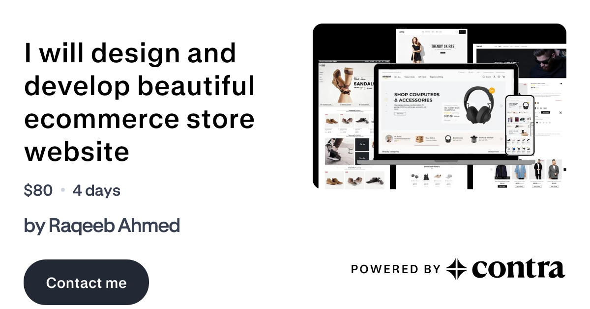 I will design and develop beautiful ecommerce store website by Raqeeb Ahmed