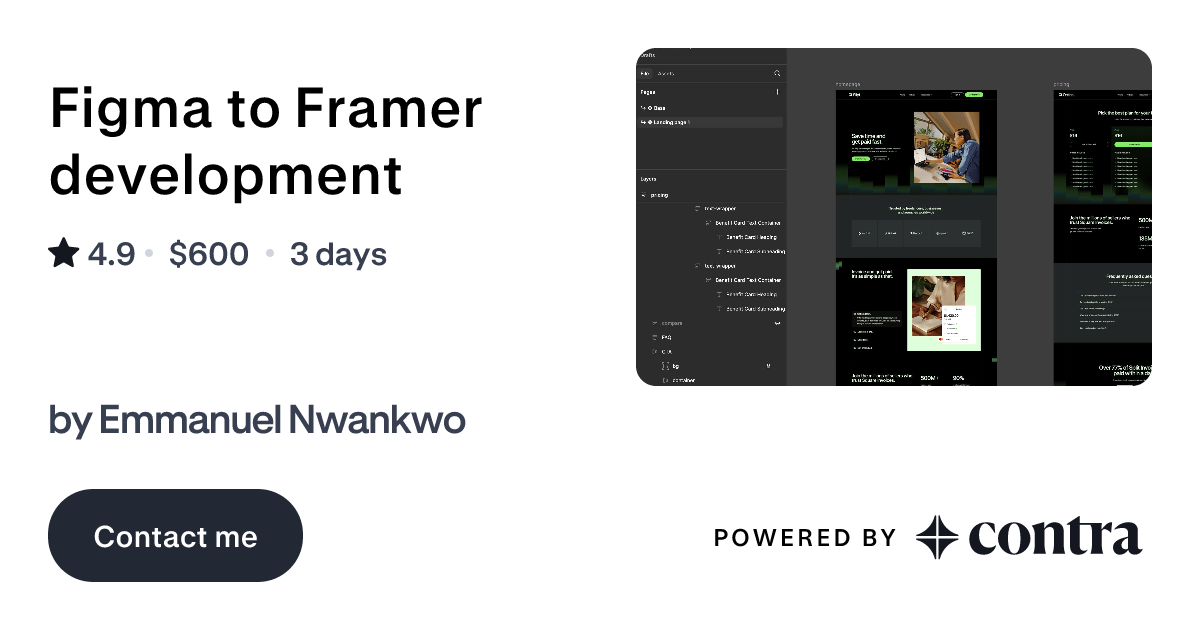 Figma to Framer development by Emmanuel Nwankwo