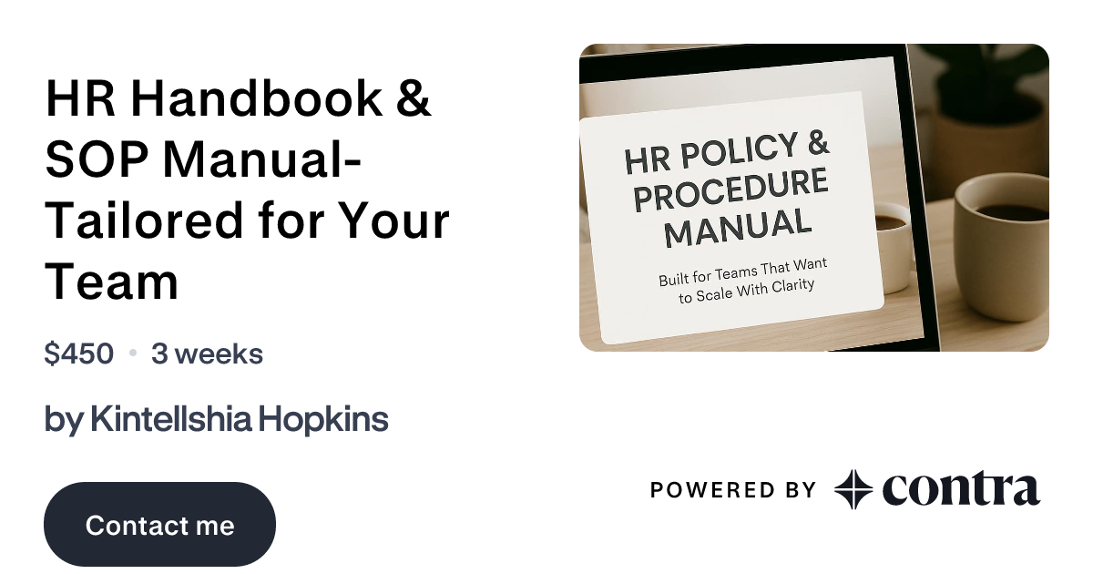 HR Handbook & SOP Manual- Tailored for Your Team by Kintellshia Hopkins