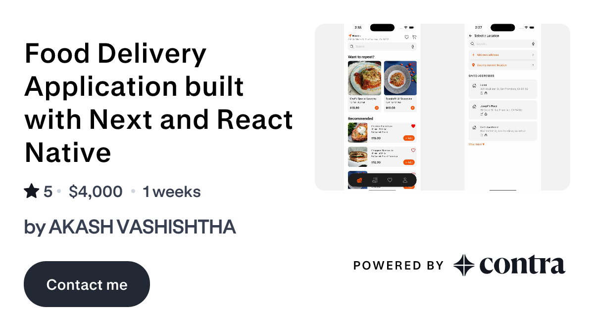 Food Delivery Application built with Next and React Native by AKASH ...