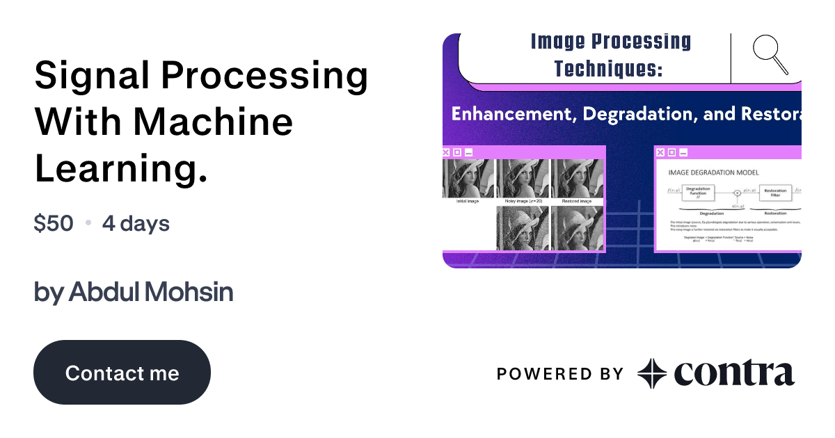 Signal Processing With Machine Learning. by Abdul Mohsin