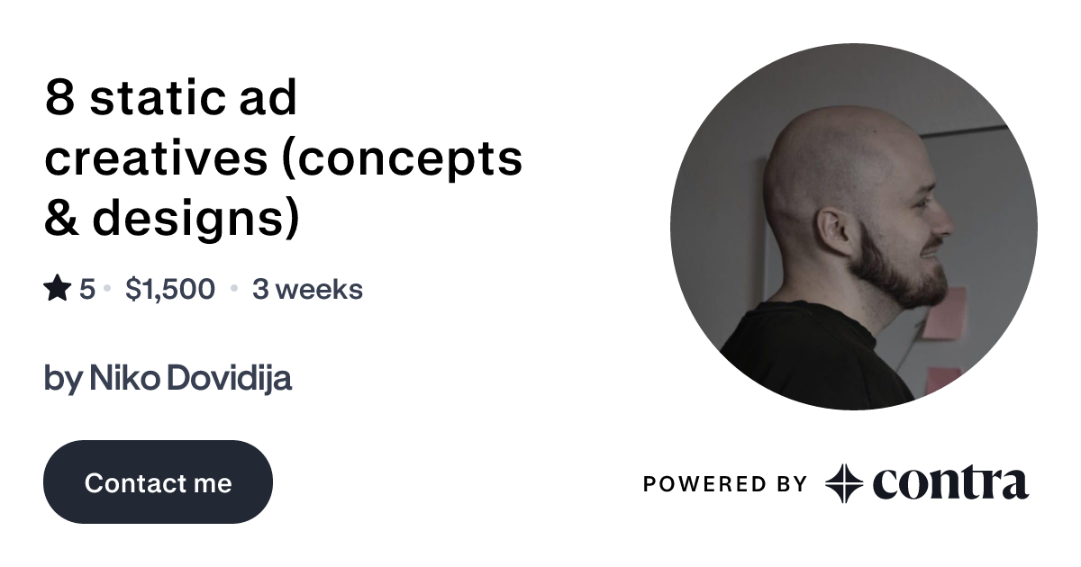 8 static ad creatives (concepts & designs) by Niko Dovidija