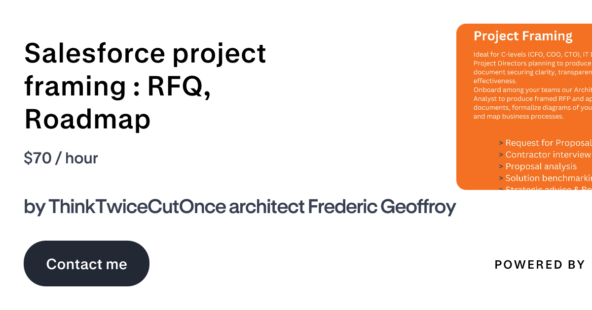 Salesforce project framing : RFQ, Roadmap by Frederic Geoffroy