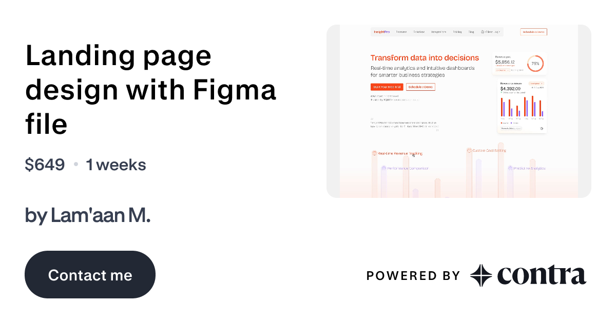 Landing page design with Figma file by Lam'aan M.