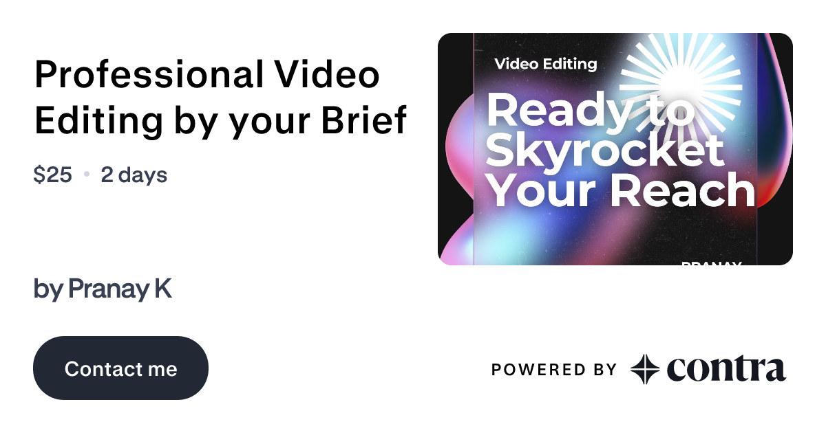 Professional Video Editing by your Brief by Pranay K