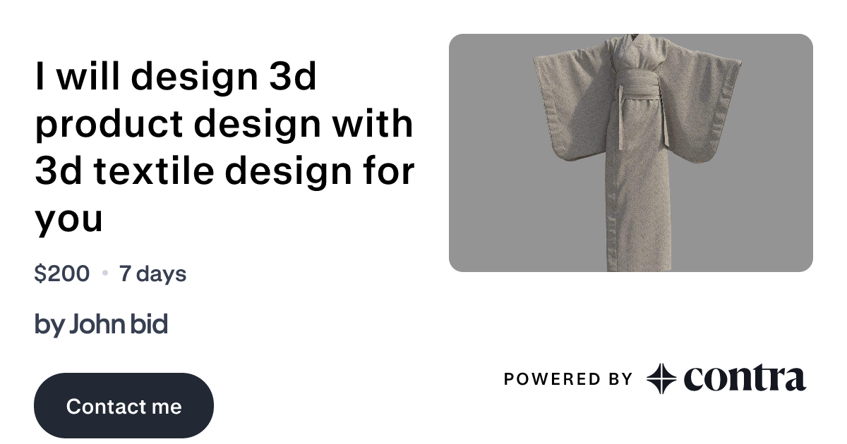 I will design 3d product design with 3d textile design for you by John bid