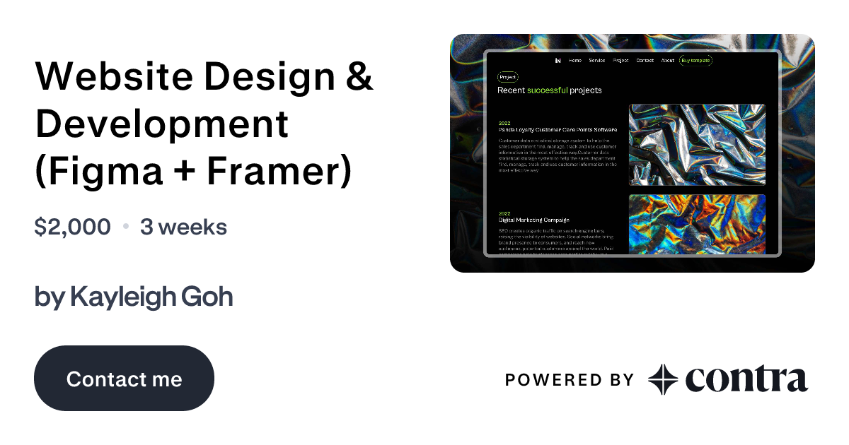 Website Design & Development (Figma + Framer) by Kayleigh Goh