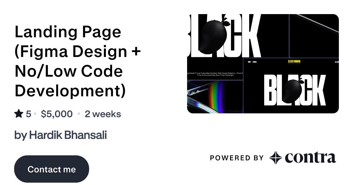Landing Page (Figma Design + No/Low Code Development) by Hardik Bhansali
