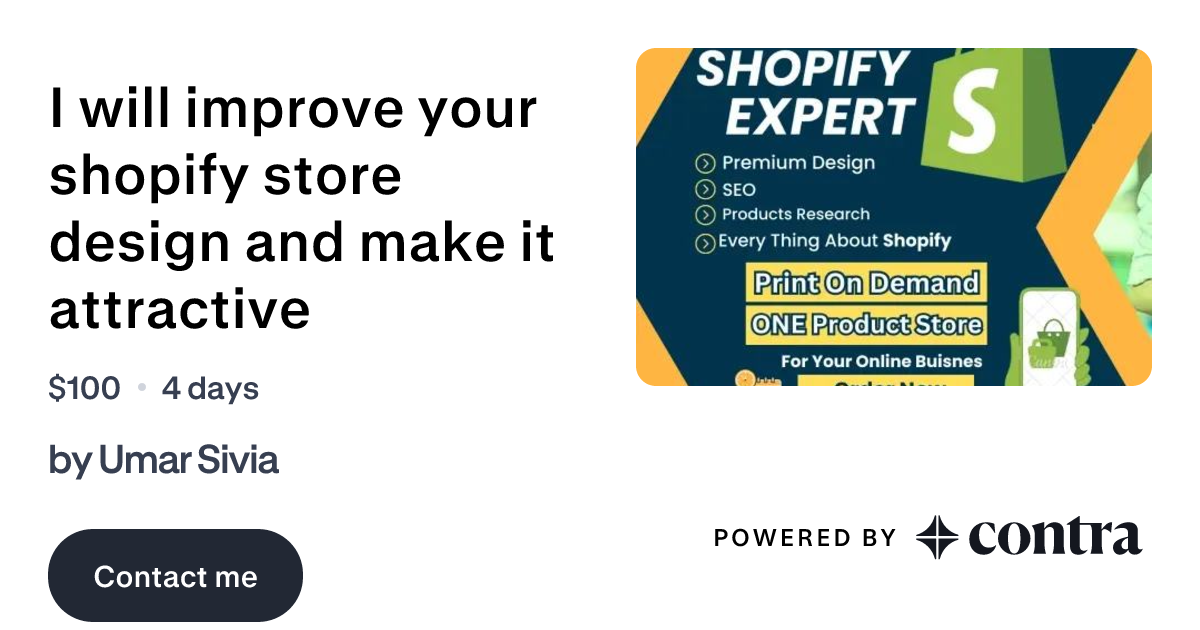 I will improve your shopify store design and make it attractive by Umar ...